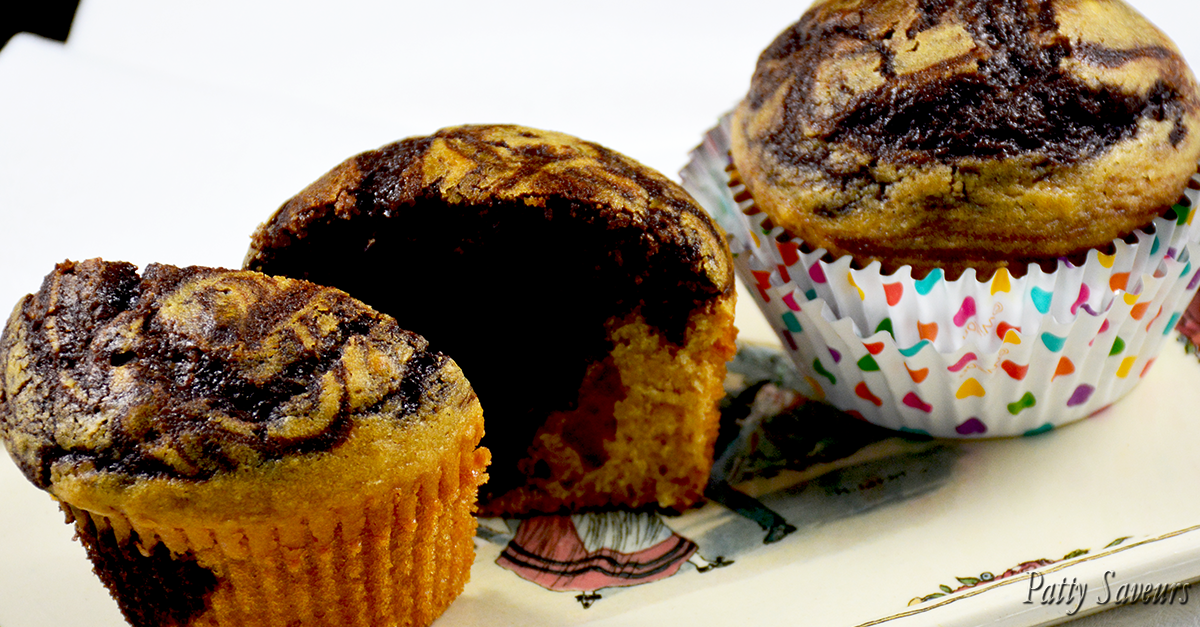 Patty Saveurs | Chocolate and Peanut Butter Marbled Muffins