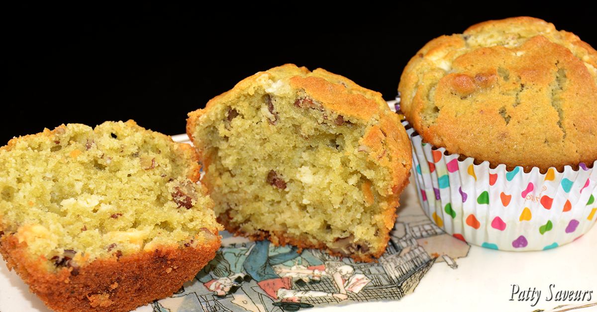 Patty Saveurs | Matcha Tea Pecans White Chocolate Muffins